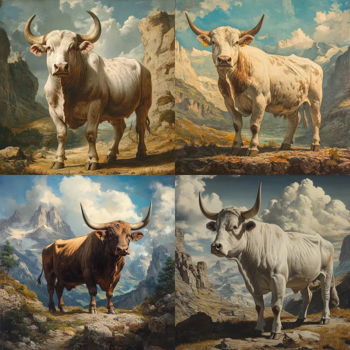 The ox stands with a serene yet powerful stance, m Midjourney Prompt ...